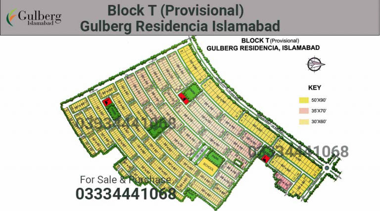 Gulberg Residencia Block T Map - PDF | 7m, 10m Plots For Sale
